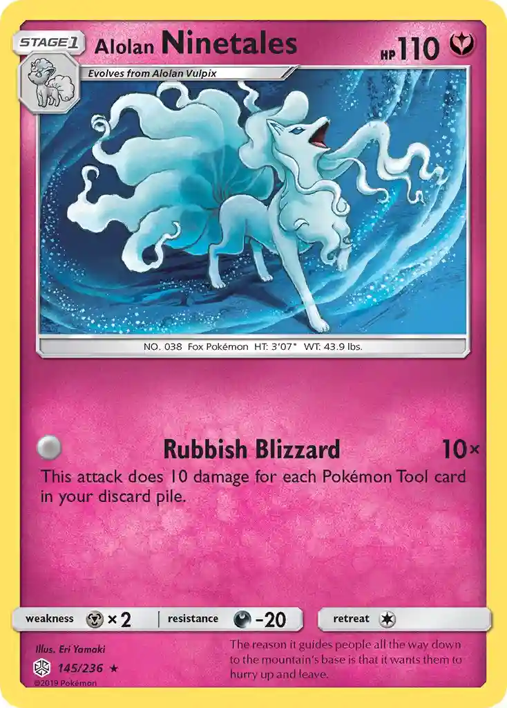 Alolan Ninetales-Reverse Foil (145) 2019 Pokemon Sun & Moon Cosmic ...